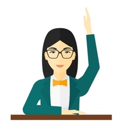 Little girl is raising her hand to ask questions Vector Image