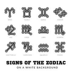 Zodiac signs in form of lines dots connected Vector Image