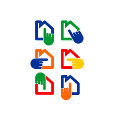 Hand care bulb lamp logo Royalty Free Vector Image