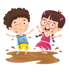Kids playing in mud Royalty Free Vector Image - VectorStock