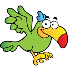 Cartoon a happy pointing parrot bird Royalty Free Vector