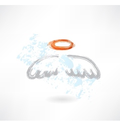 Flying angel wings with gold nimbus set Royalty Free Vector