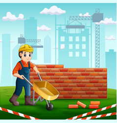 Cartoon man builder Royalty Free Vector Image - VectorStock
