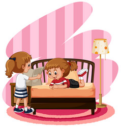 Back of two crying girls Royalty Free Vector Image
