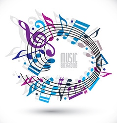 Music notes on staves Royalty Free Vector Image