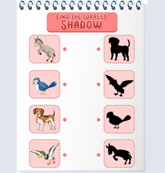 Shadow matching game farm animal coloring page Vector Image