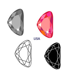 Low poly colored black outline template gems cut Vector Image