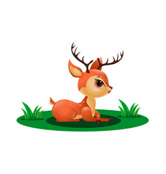 Cartoon funny little deer sitting Royalty Free Vector Image
