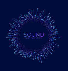 Circle audio waves neon round music soundwave Vector Image