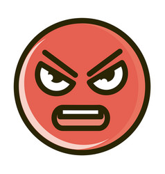 Scared funny smiley emoticon face expression line Vector Image
