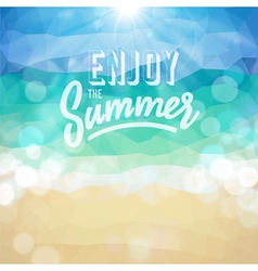 Tropical beach with parasol and palm trees Vector Image