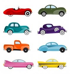 Retro cars and auto old models motor vehicles Vector Image