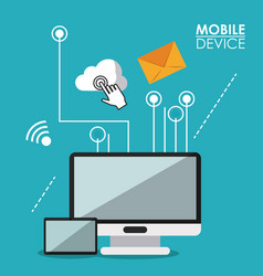 Thin line computer science poster banner Vector Image