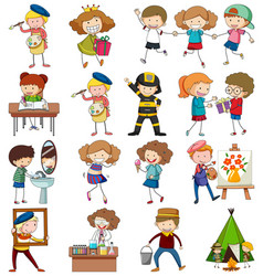 Hand drawing cartoon happy kids Royalty Free Vector Image