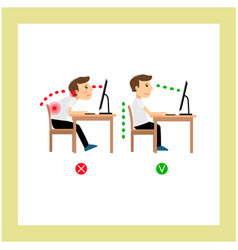 Ergonomics correct sitting posture Royalty Free Vector Image
