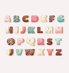 Donut icing latters font of donuts bakery sweet Vector Image