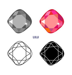 Low poly colored black outline template gems cut Vector Image