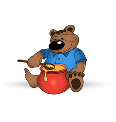 Funny bear with a pot of honey Royalty Free Vector Image