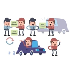 Cartoon delivery boy bringing a cardboard pizza bo vector by tigatelu ...