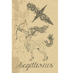 Zodiac sagittarius horoscope sign line art Vector Image