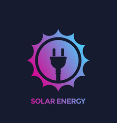 Solar energy sun and electric plug logo Royalty Free Vector