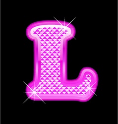L letter pink bling girly Royalty Free Vector Image