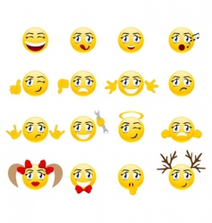 Cute flat style emoji emoticon icon set Royalty Free Vector