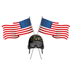 United state flag with military helmet Royalty Free Vector