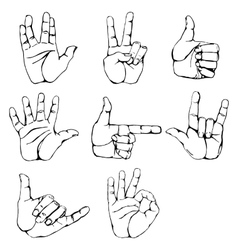 Deaf mute sign language character gesture Vector Image