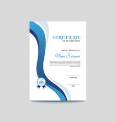 Vertical colored blue and orange waves certificate