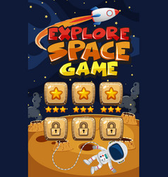 Rocket space game template Royalty Free Vector Image