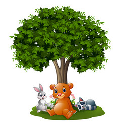 Cartoon rabbit sleeping under tree Royalty Free Vector Image