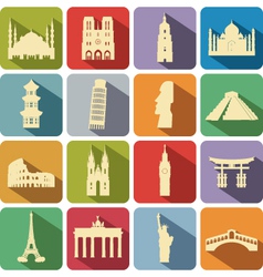 World landmarks flat icon set Royalty Free Vector Image