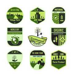 Save earth nature ecology badges set Royalty Free Vector