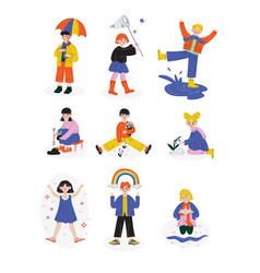 Happy kids playing spring rider giraffe Royalty Free Vector