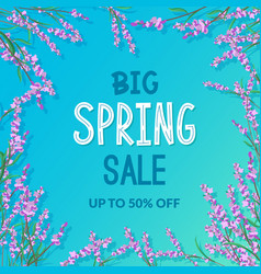 Spring season flowers and sale text Royalty Free Vector