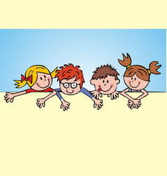 Five children banner Royalty Free Vector Image