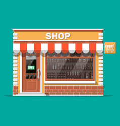 Vintage butcher shop store facade with storefront Vector Image