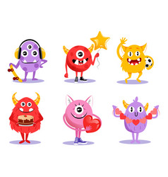 Funny cute little monster set Royalty Free Vector Image