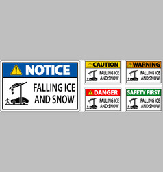 Ice and snow warning sign caution - falling Vector Image