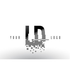 Lf l f pixel letter logo with digital shattered Vector Image