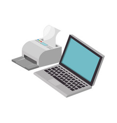 Computer desktop with printer Royalty Free Vector Image