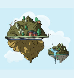 Floating island with green grass Royalty Free Vector Image