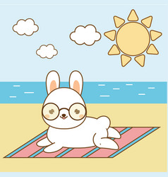 Cute rabbits on the swing Royalty Free Vector Image