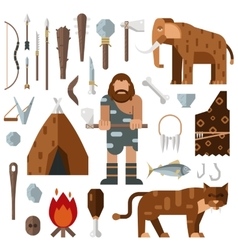 Cartoon stone age tools Royalty Free Vector Image