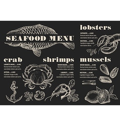 Seafood chalkboard menu template Royalty Free Vector Image