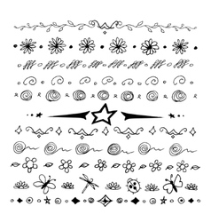 Hand-drawn doodle borders and design elements Vector Image