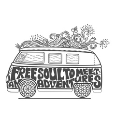 Vintage hippie van template Royalty Free Vector Image