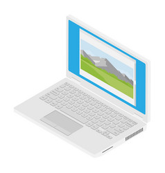 Isometric laptop modern realistic desktop Vector Image