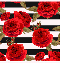 Horizontal seamless background with red roses Vector Image
